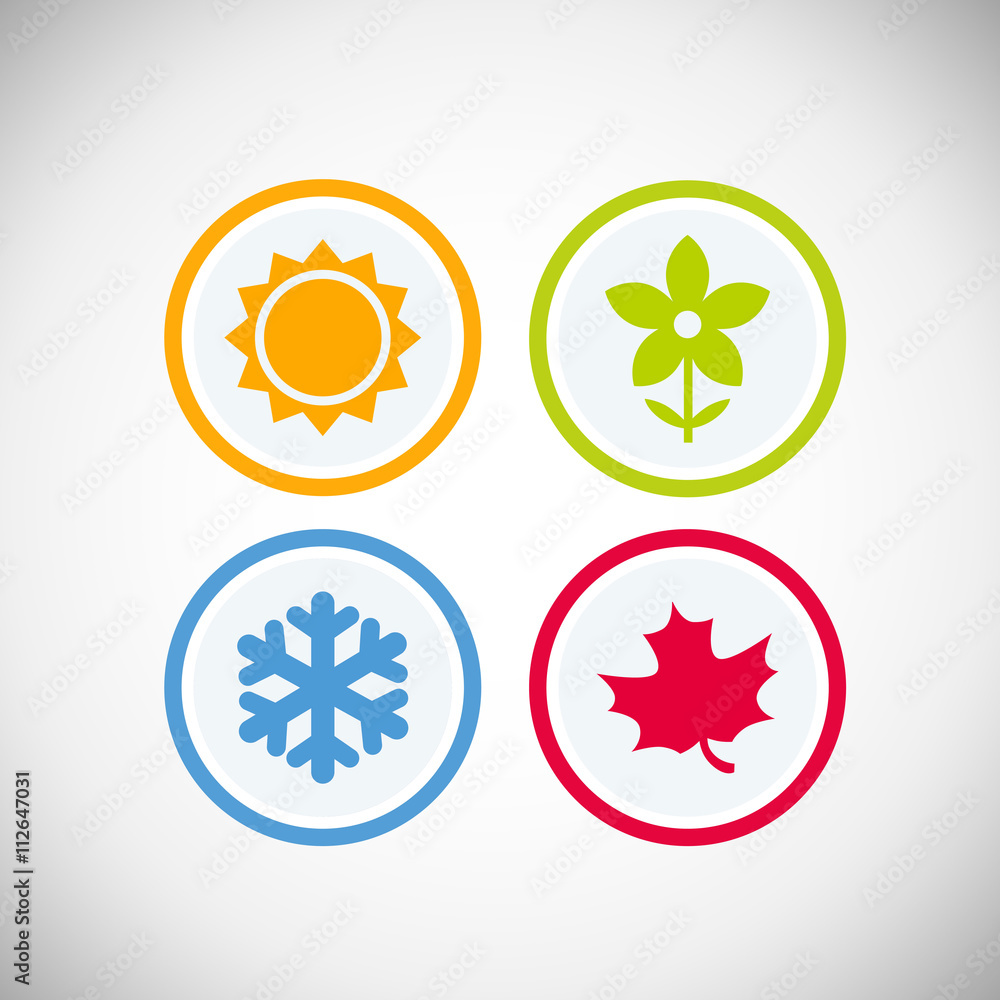 Four seasons icon symbol vector illustration. Weather forecast. Season ...