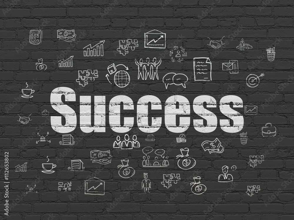 Business concept: Success on wall background Stock Illustration | Adobe ...