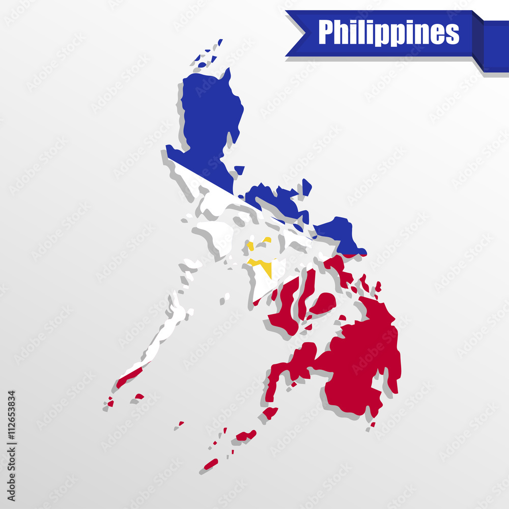 Philippines map with flag inside and ribbon Stock Vector | Adobe Stock