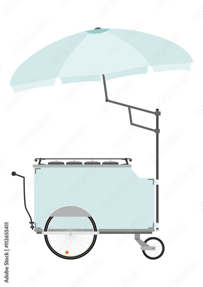 Cartoon street food vendor cart on a white background. Flat vector ...