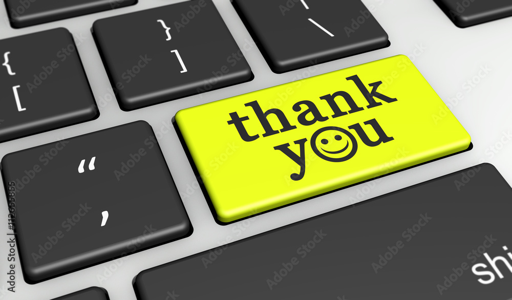 Thank You Happy Message Computer Keyboard Stock Illustration | Adobe Stock