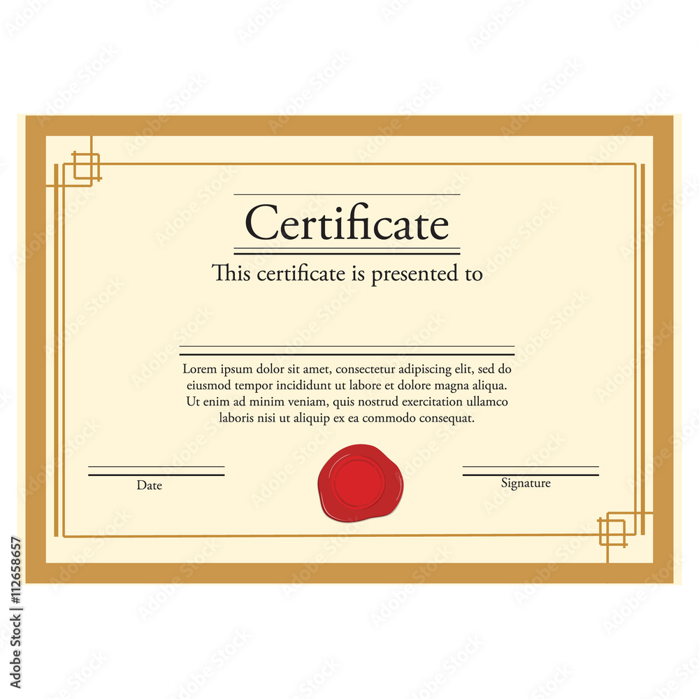 Certificate with wax stamp Stock Vector | Adobe Stock
