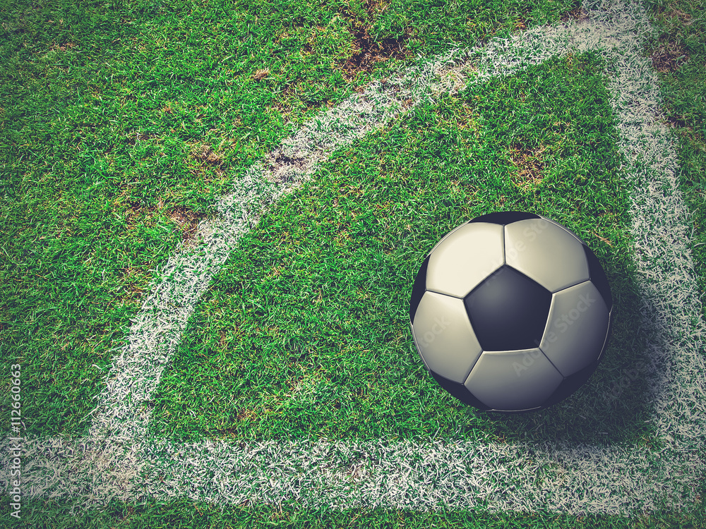 Soccer Ball on Corner Kick from top view Stock Photo | Adobe Stock