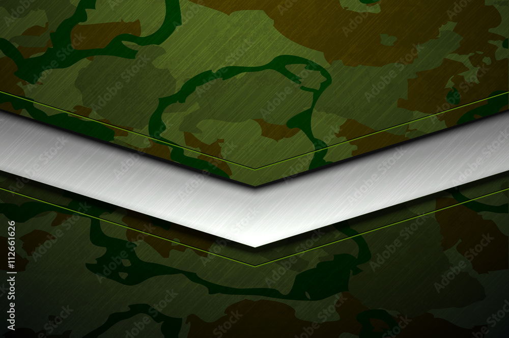 Green camouflage metal army background with damaged military disguise ...