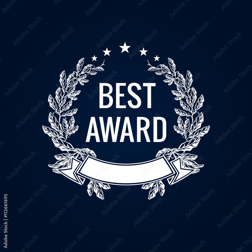 Best award white laurel label. Best award vector laurel wreath sign ...
