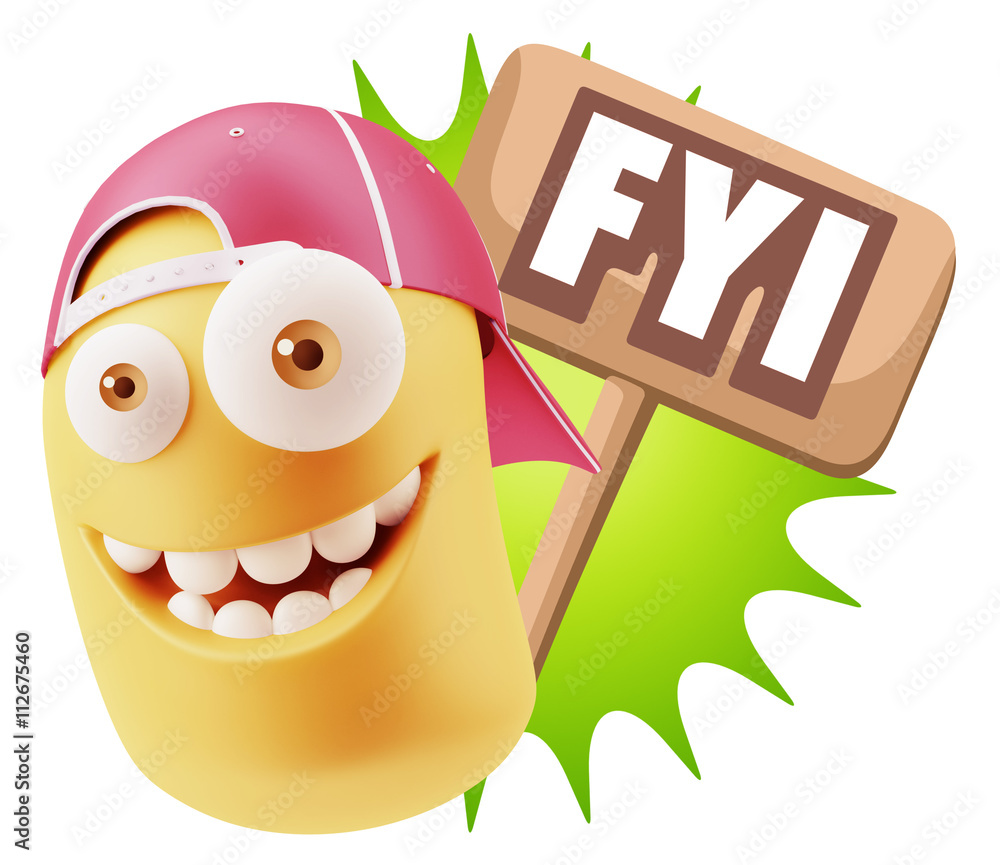 3d Illustration Laughing Character Emoji Expression Saying Fyi W Stock Illustration Adobe Stock