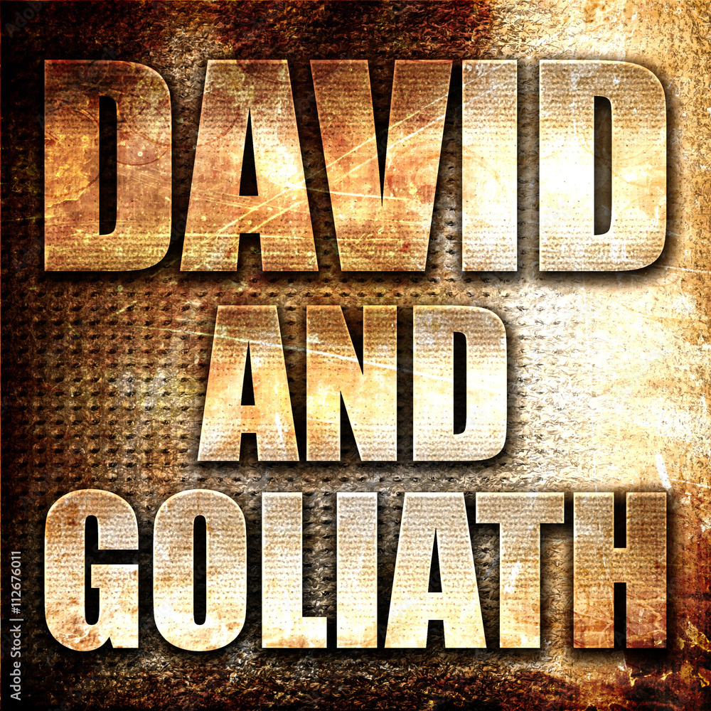 david and goliath, 3D rendering, metal text on rust background Stock ...