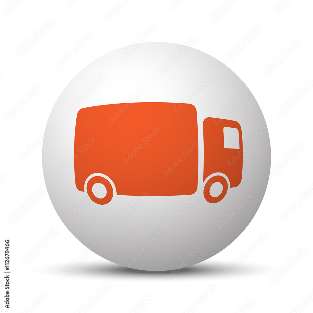 Orange Delivery Truck icon on white ball Stock-Vektorgrafik | Adobe Stock