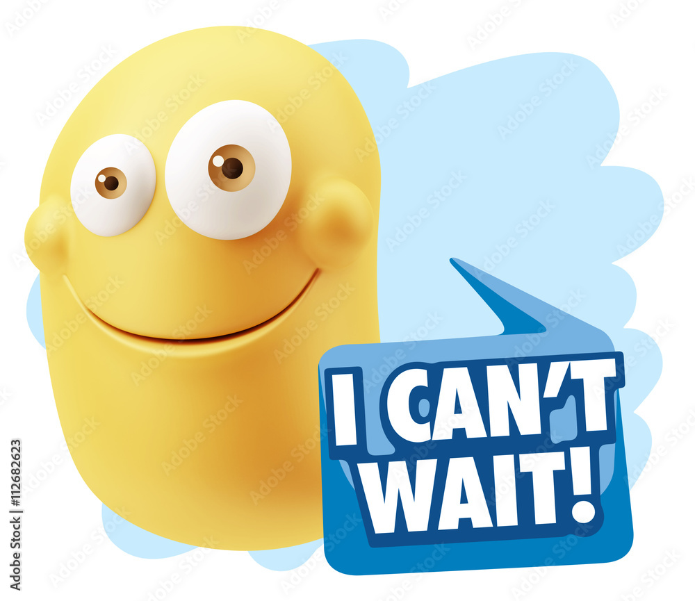 3d Rendering Smile Character Emoticon Expression saying I Can't Stock ...