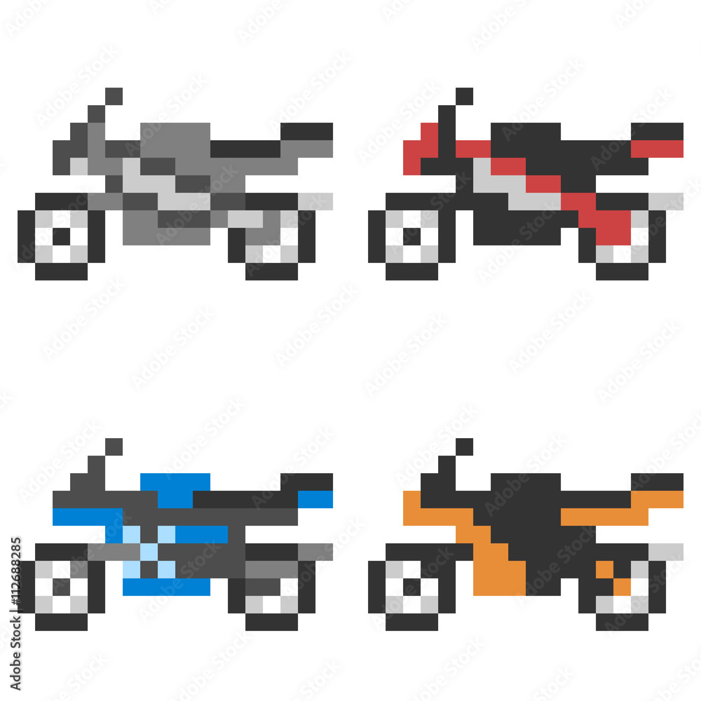 pixel art motorcycle Stock Illustration | Adobe Stock
