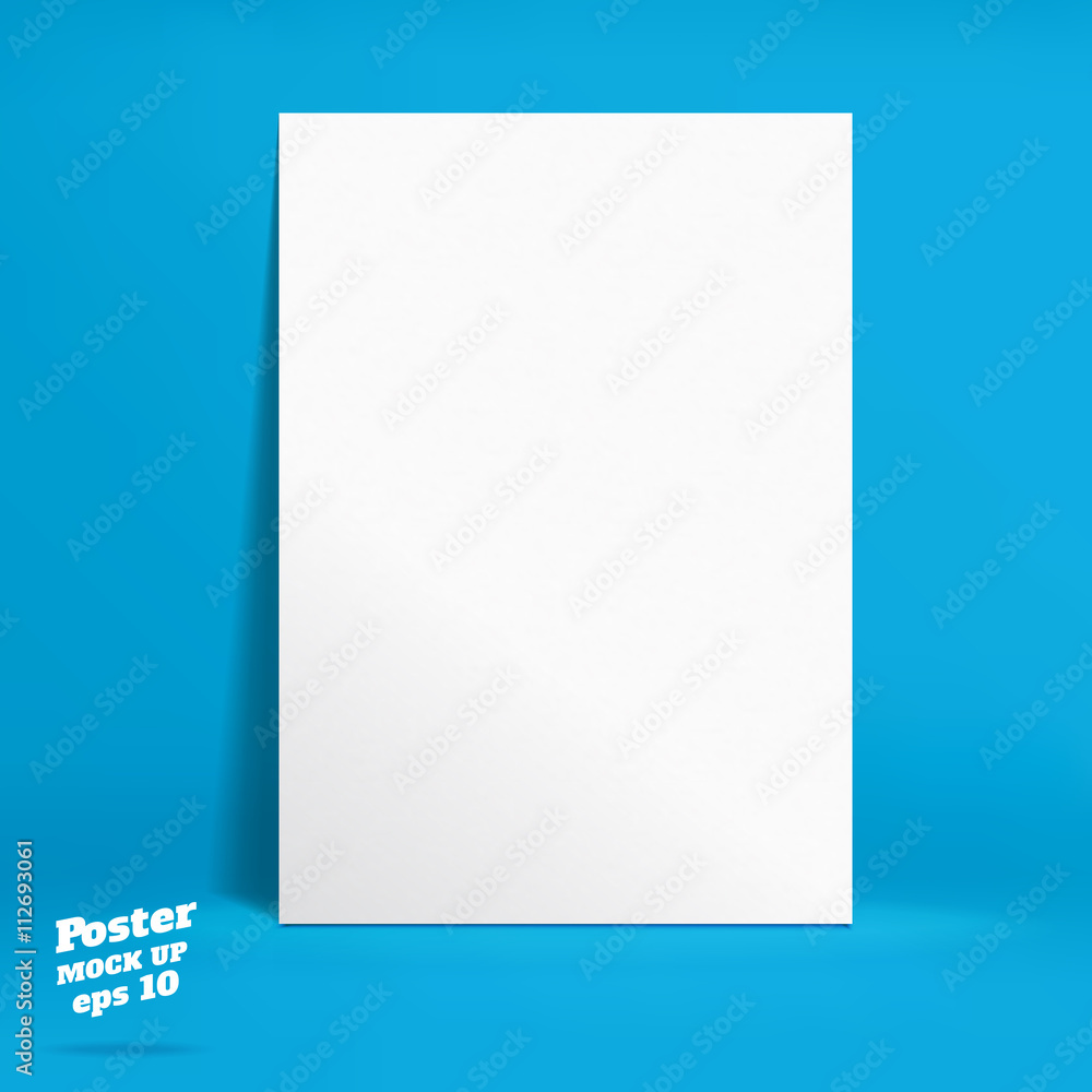 Vector : White paper poster in vivid blue studio room, Template Stock ...