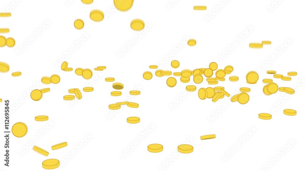 3d golden cartoon coins falling Stock Video | Adobe Stock