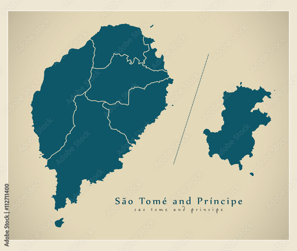 Modern Map - Sao Tome and Principe with districts ST Stock Vector ...