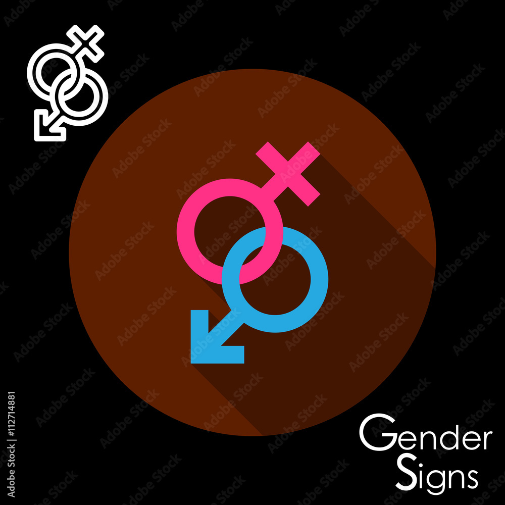 Gender signs for male and female, circles with cross and arrow. Vector ...