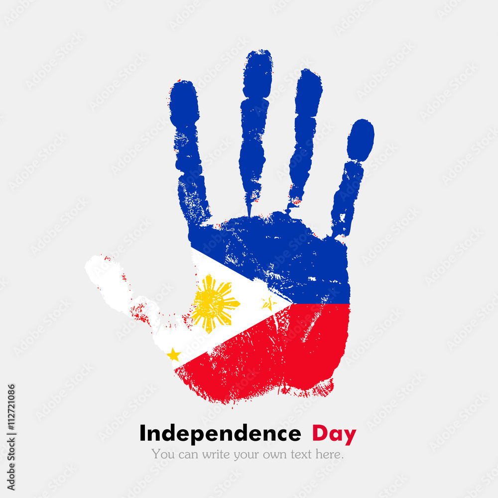 Handprint with flag of the Philippines in grunge style Stock Vector ...