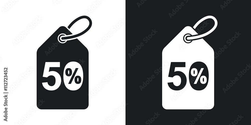 Price tag with 50% discount, vector. Two-tone version on black and ...