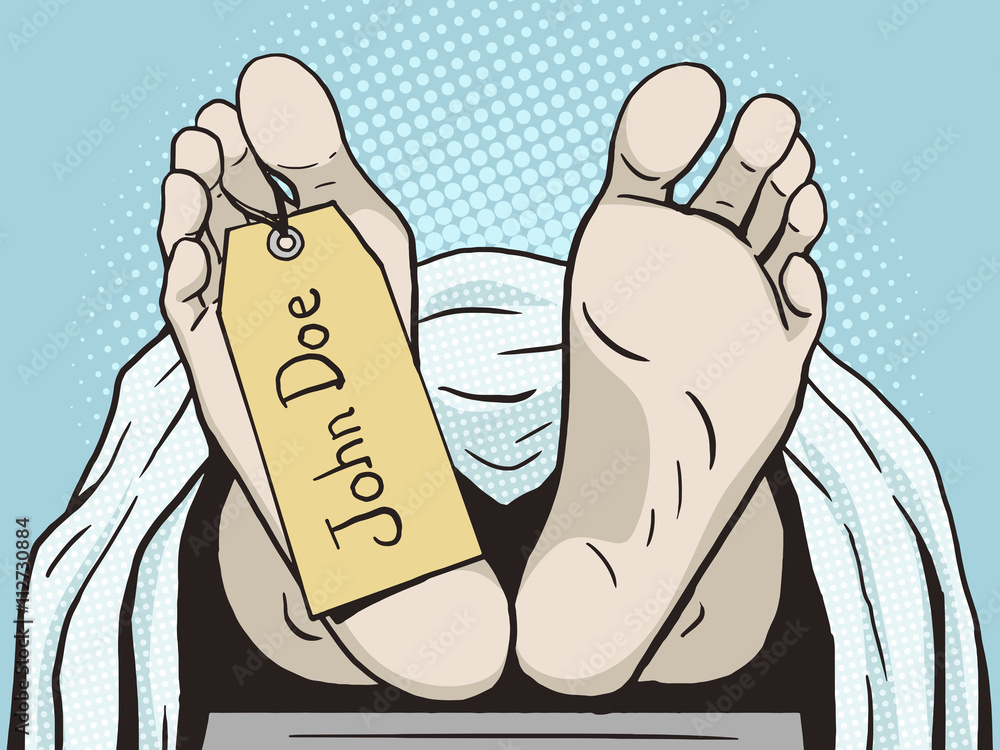 Body in morgue with tag pop art vector Stock Vector | Adobe Stock