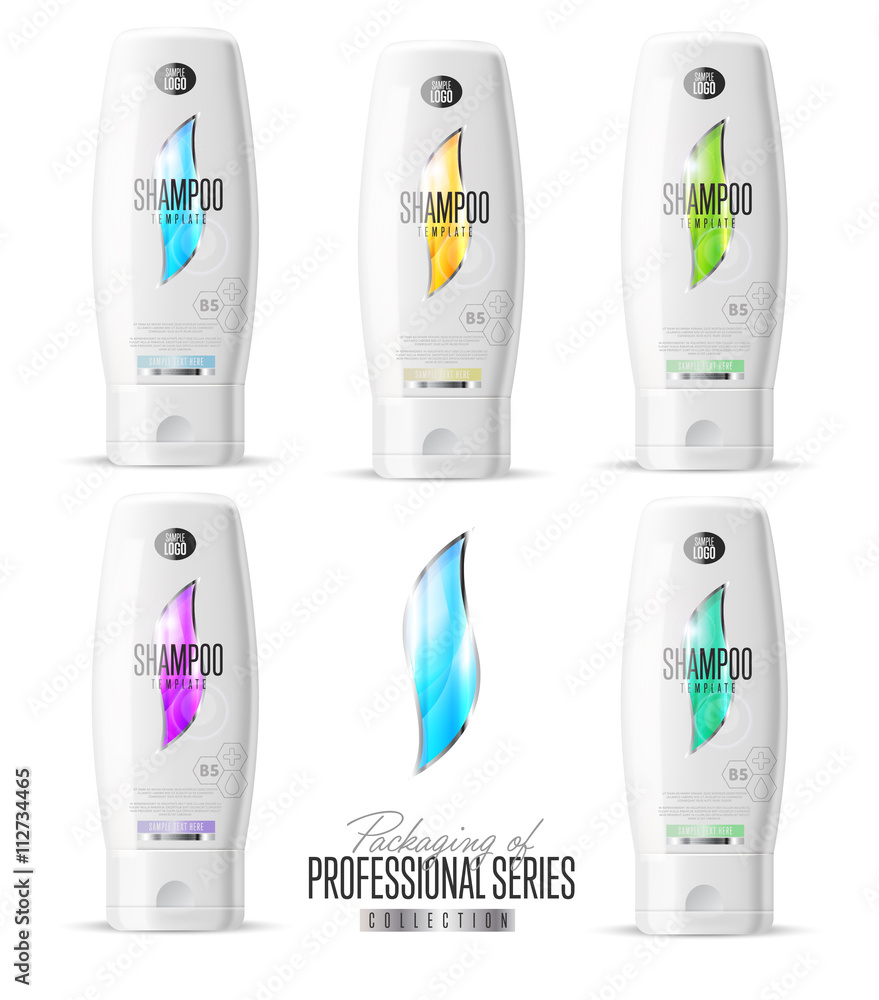Shampoo design pack. Cosmetic brand template. Vector packaging. Body ...