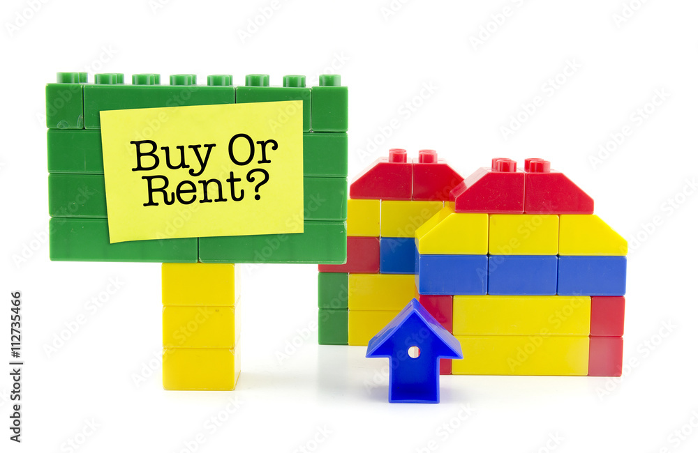 two home icon made from plastic building blocks and signage iso Stock ...