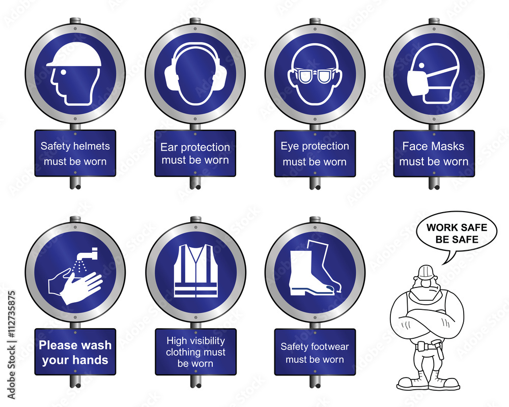 Health and safety signposts and text Stock Vector | Adobe Stock