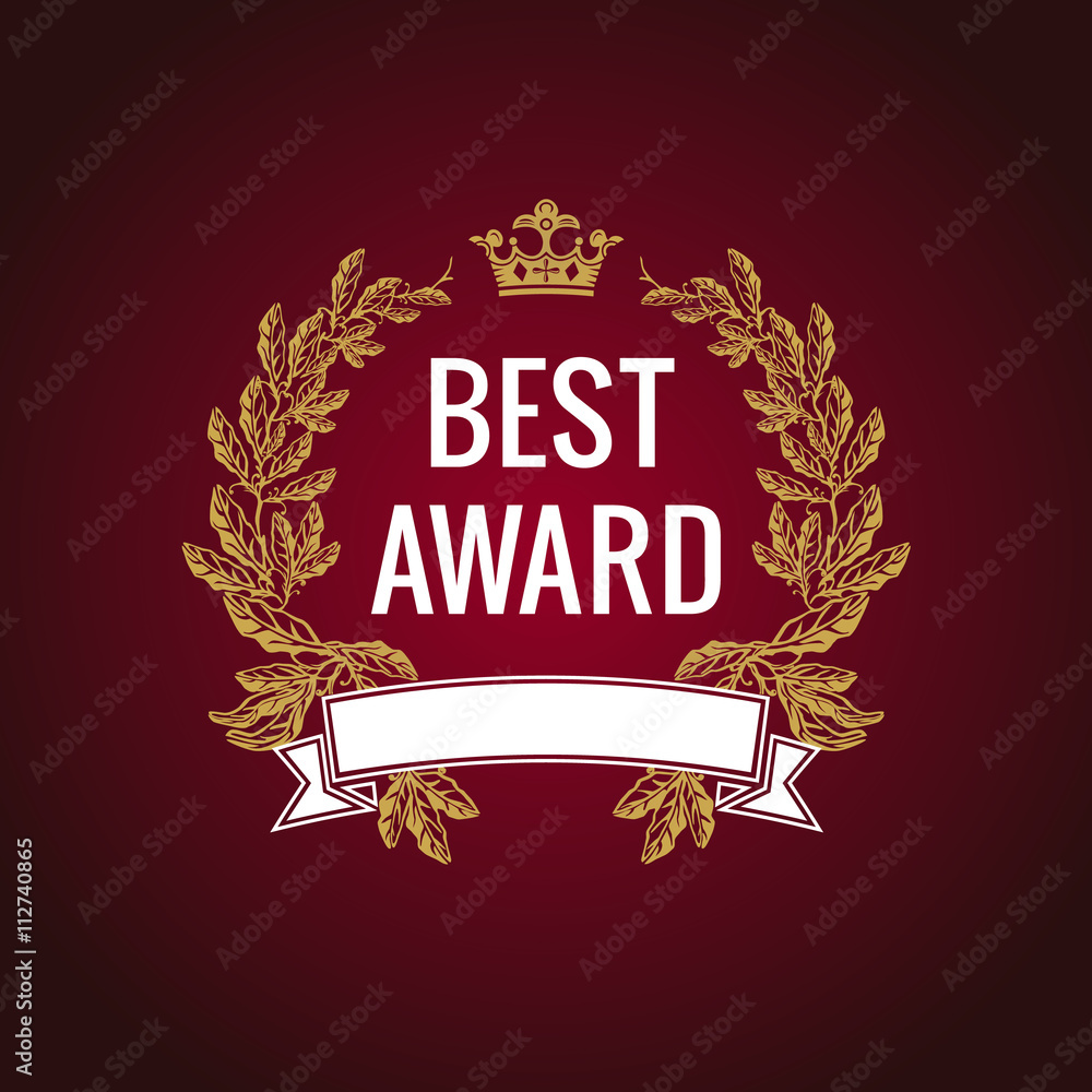 Best award gold crown laurel label. Best award vector gold laurel ...