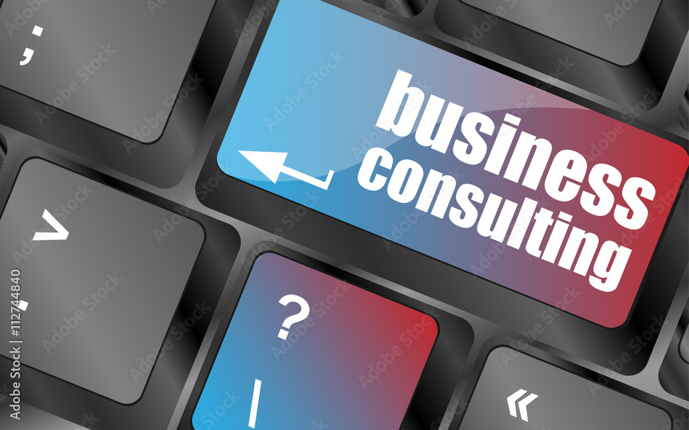 Computer keyboard with business consulting key. business concept vector ...