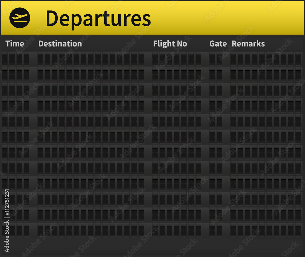 An empty airport timetable. Very detailed illustration of airport ...