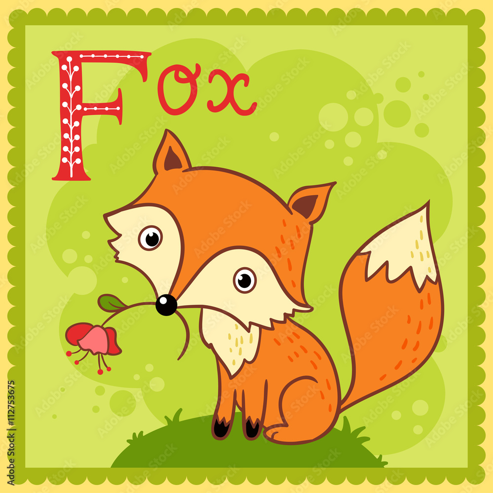 Illustrated alphabet letter F and fox. Animals. Stock Vector | Adobe Stock