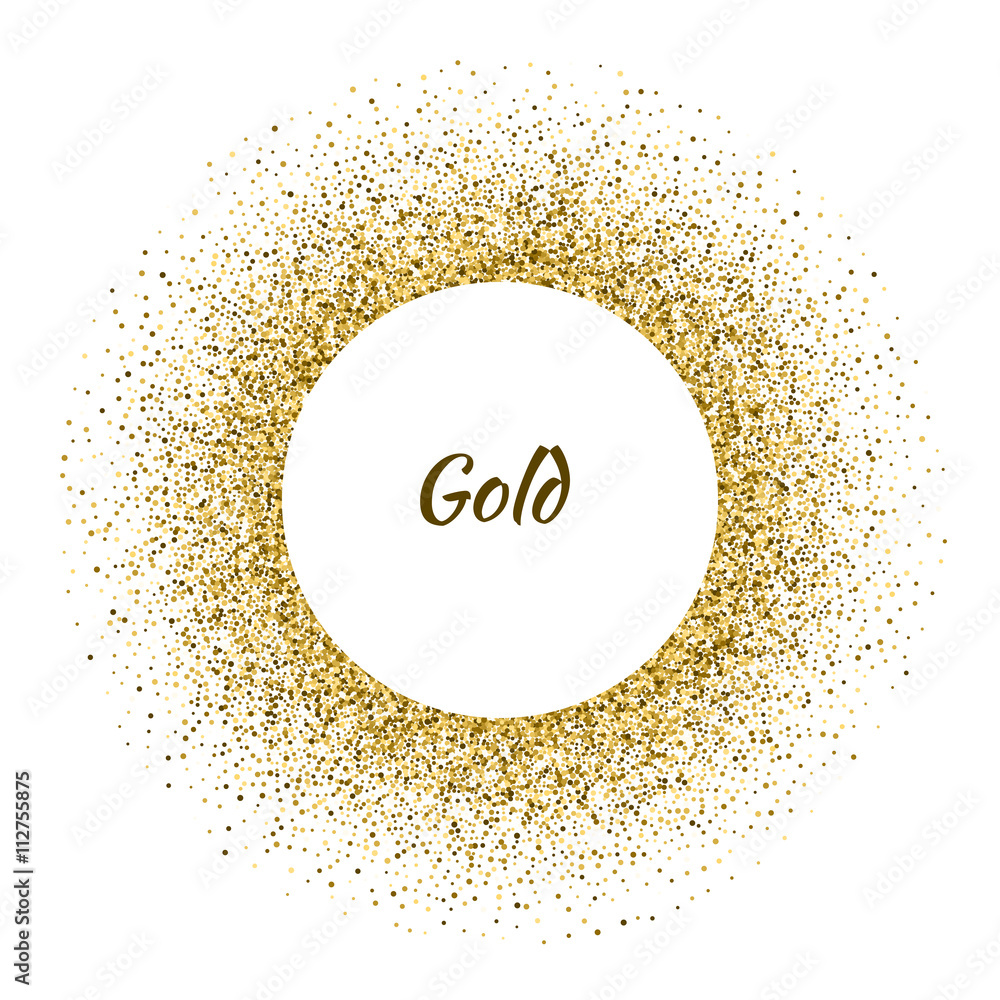 Vector white circle frame on the gold glitter background. Vector ...