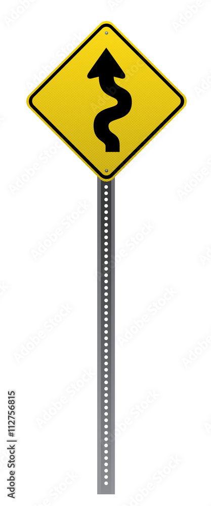 Winding road sign on white background Stock Vector | Adobe Stock
