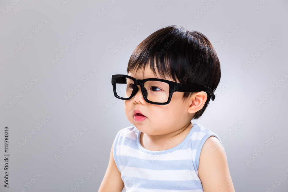 Funny kid boy wearing glasses Stock Photo | Adobe Stock