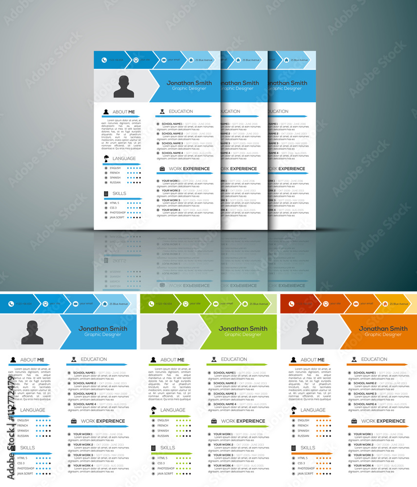 Resume.File contains text editable AI and PSD, EPS10,JPEG and free font ...
