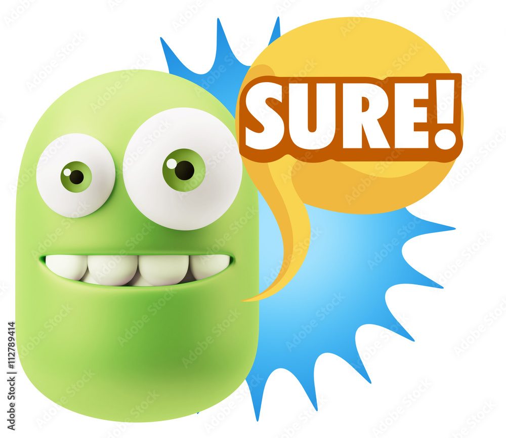 3d Illustration Laughing Character Emoji Expression saying Sure Stock ...