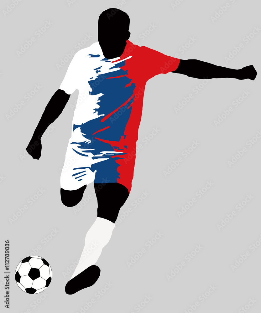 UEFA Euro 2016 vector illustration of football player run hit ball ...