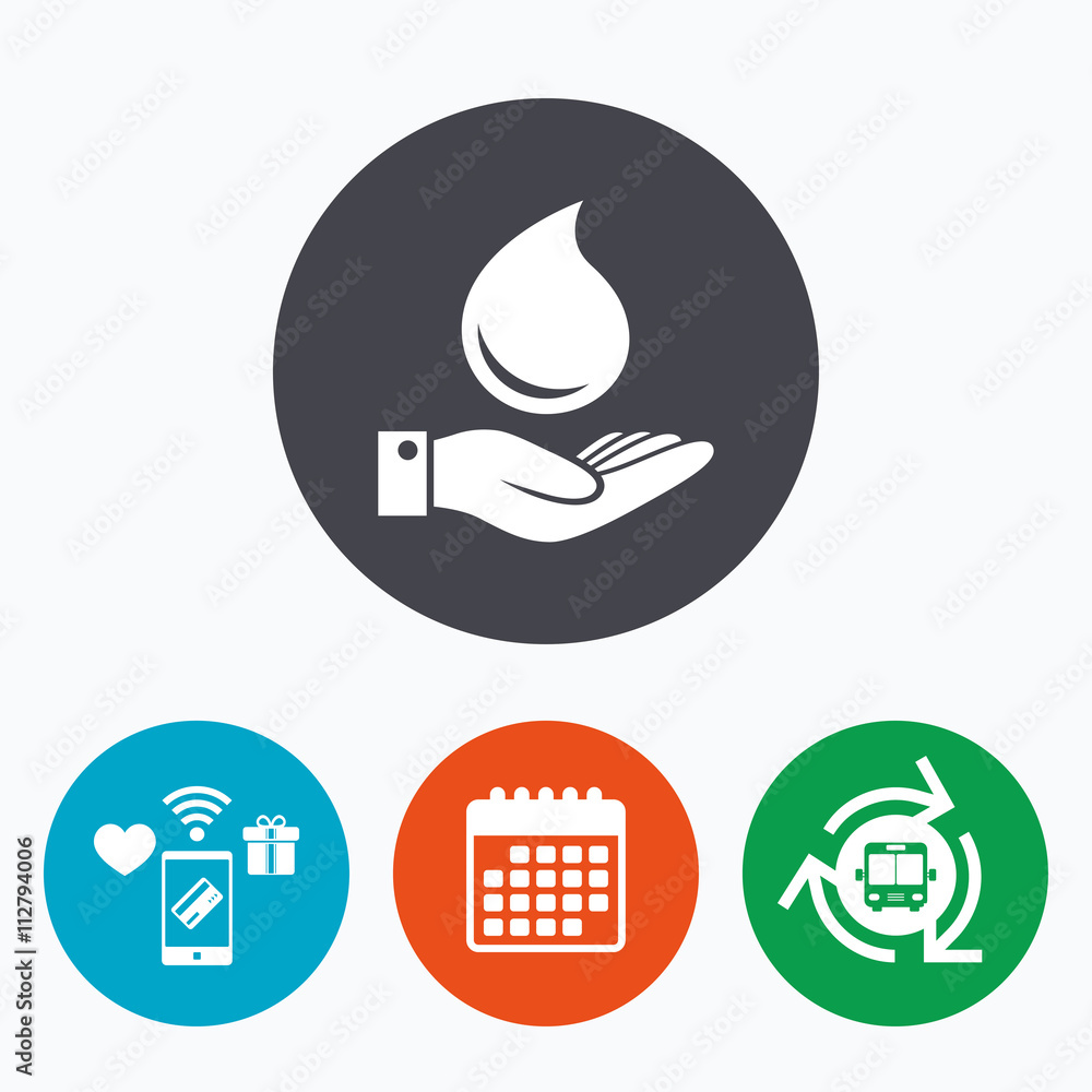 Water drop and hand sign. Save water symbol. Stock Vector | Adobe Stock