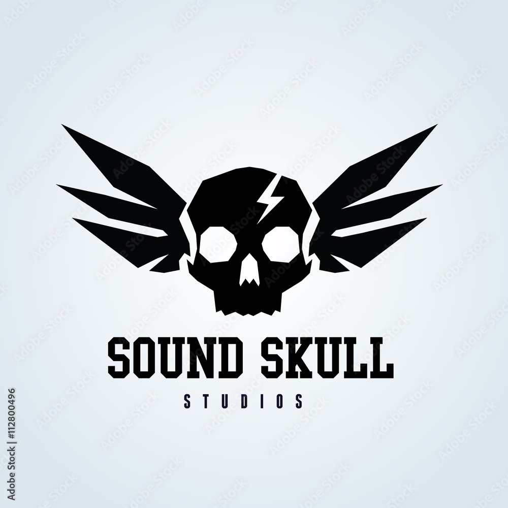 skull logo,sound logo,wing logo,vector logo template. Stock Vector ...