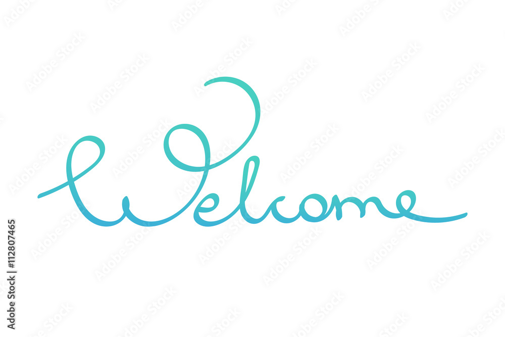 Vector hand drawn lettering word welcome. Cute gradient word welcome isolated on white ...