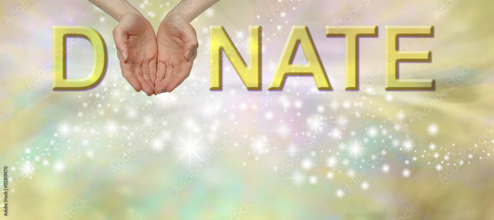 Donate what you can fundraising banner - cupped female hands in place ...