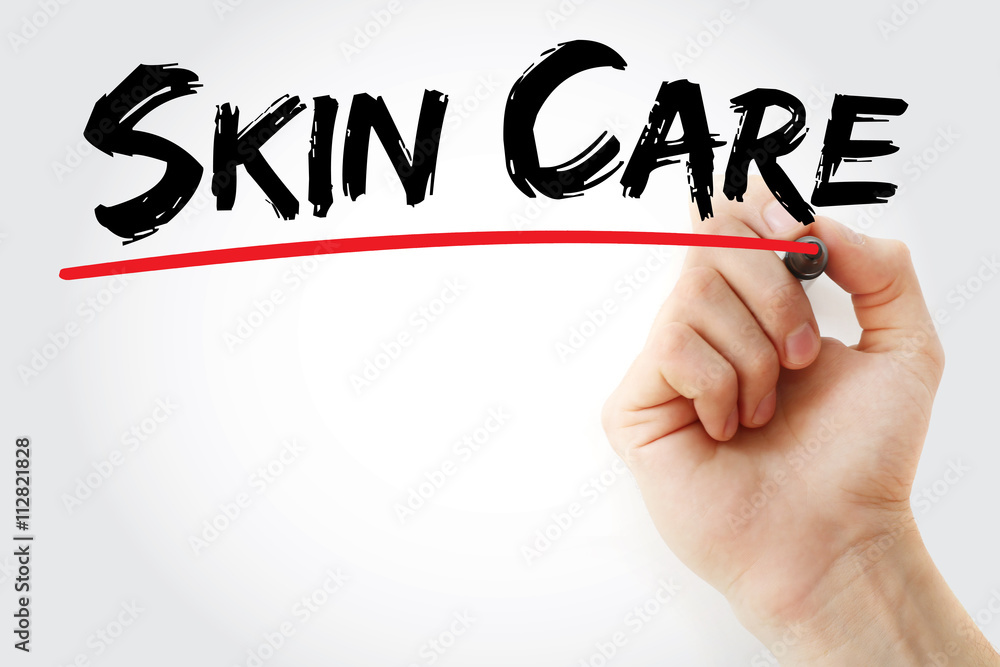 Hand writing Skin Care with marker, health concept Stock-Foto | Adobe Stock