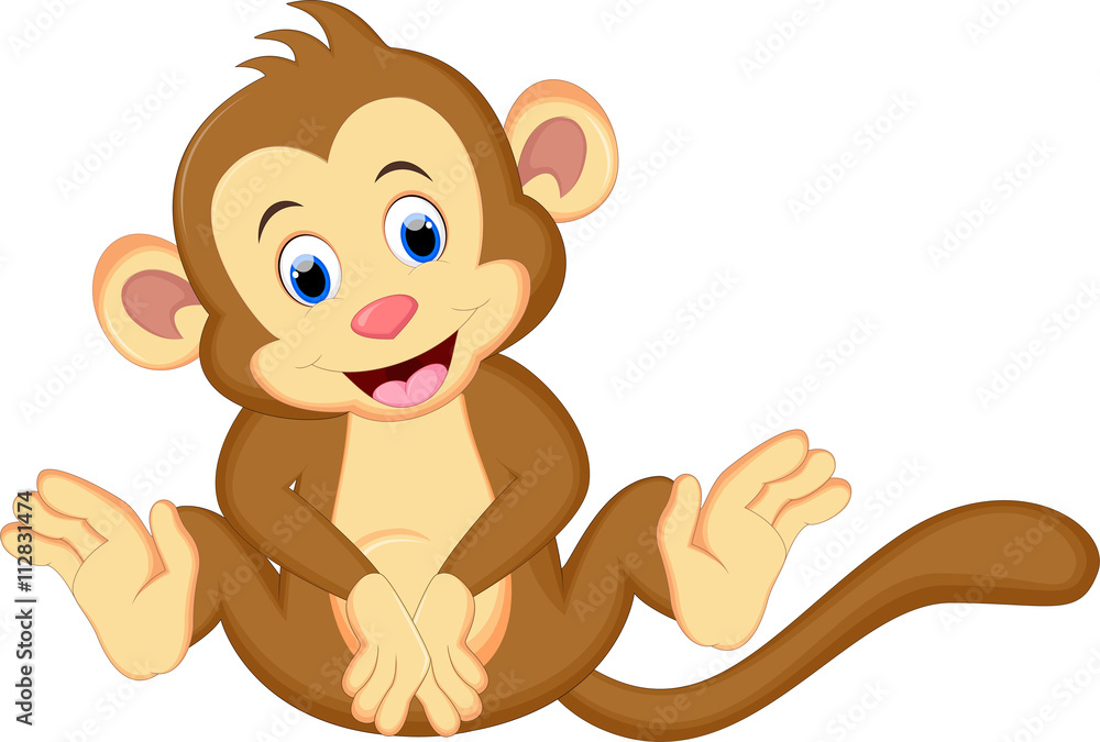 Cartoon cute monkey sitting Stock Vector | Adobe Stock