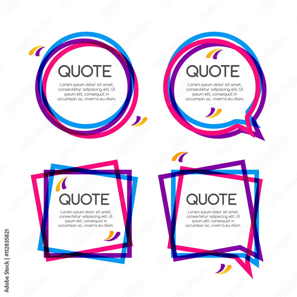 Vector set quote frame, colorful quote frames for modern design Stock ...