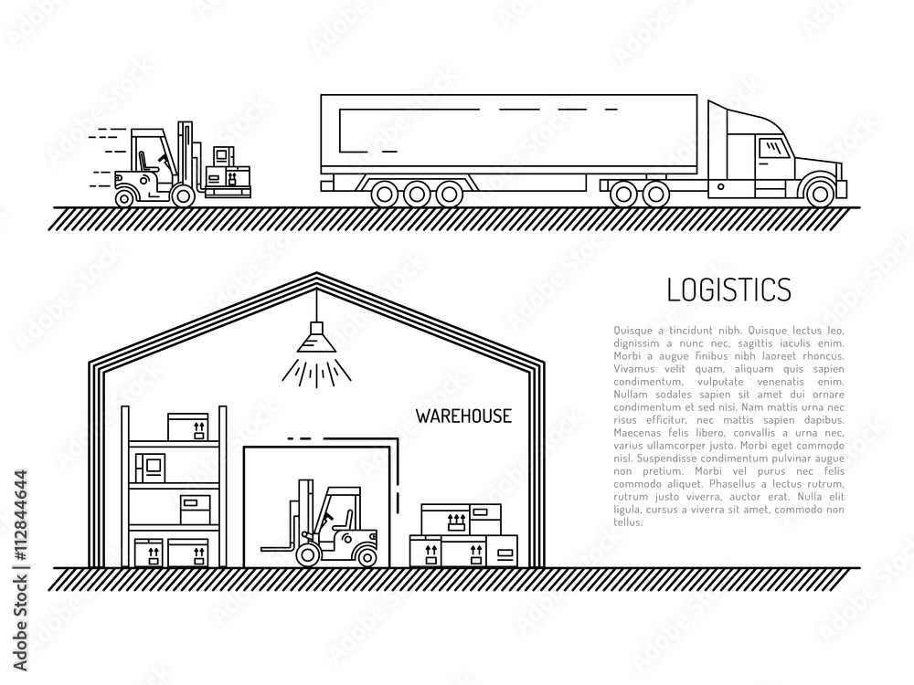 warehouse outline style Stock Vector | Adobe Stock