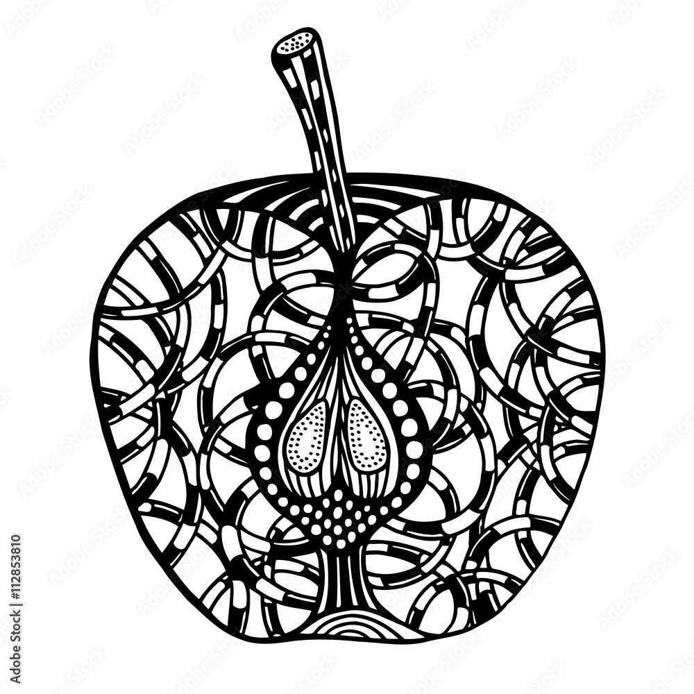 Apple zentangle pattern Stock Vector | Adobe Stock