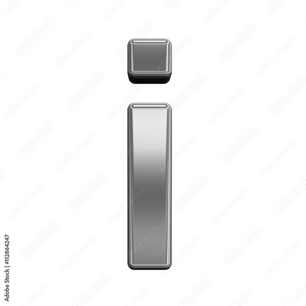 One lower case letter from titanium alphabet set, isolated on white. 3D ...