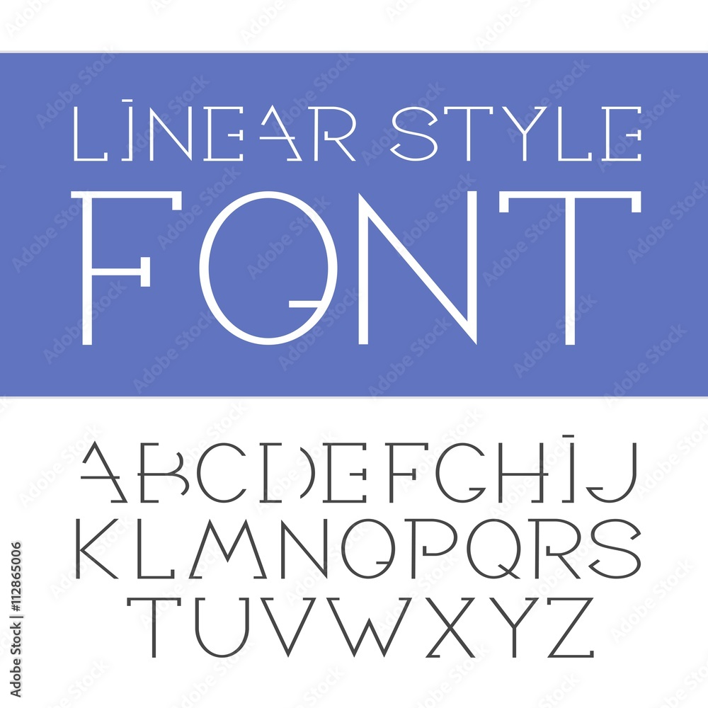 Vector linear font - simple and minimalistic alphabet in line style ...
