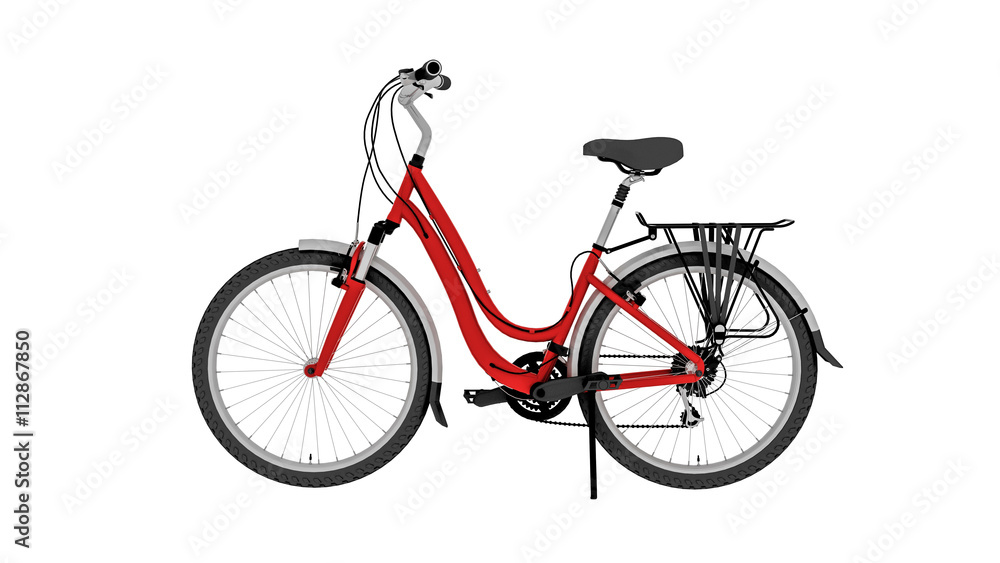 Red bicycle, bike isolated on white background, side view Stock ...