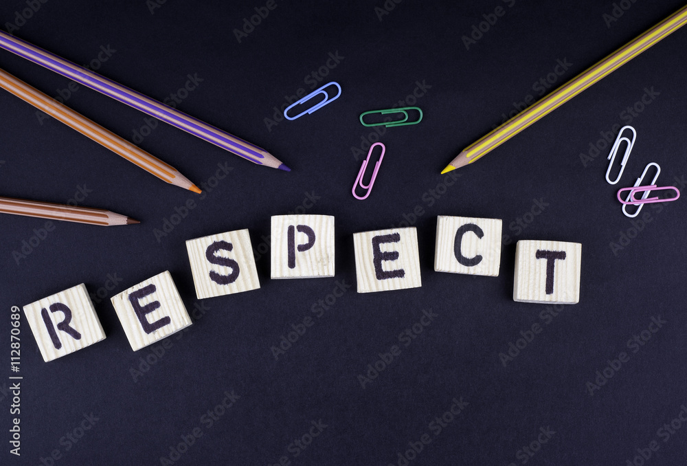Respect. Text from wooden letters on a black office desk. Stock Photo ...