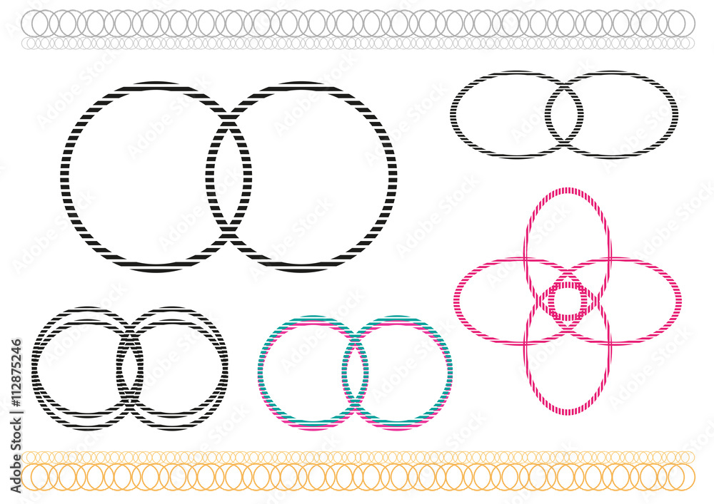 Different icons formed by overlapping circles. Editable Clip Art. Stock ...