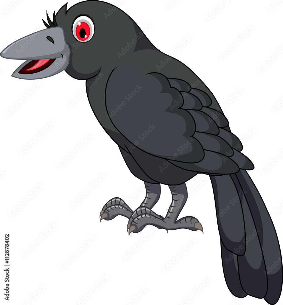 cute crow cartoon posing Stock Vector | Adobe Stock