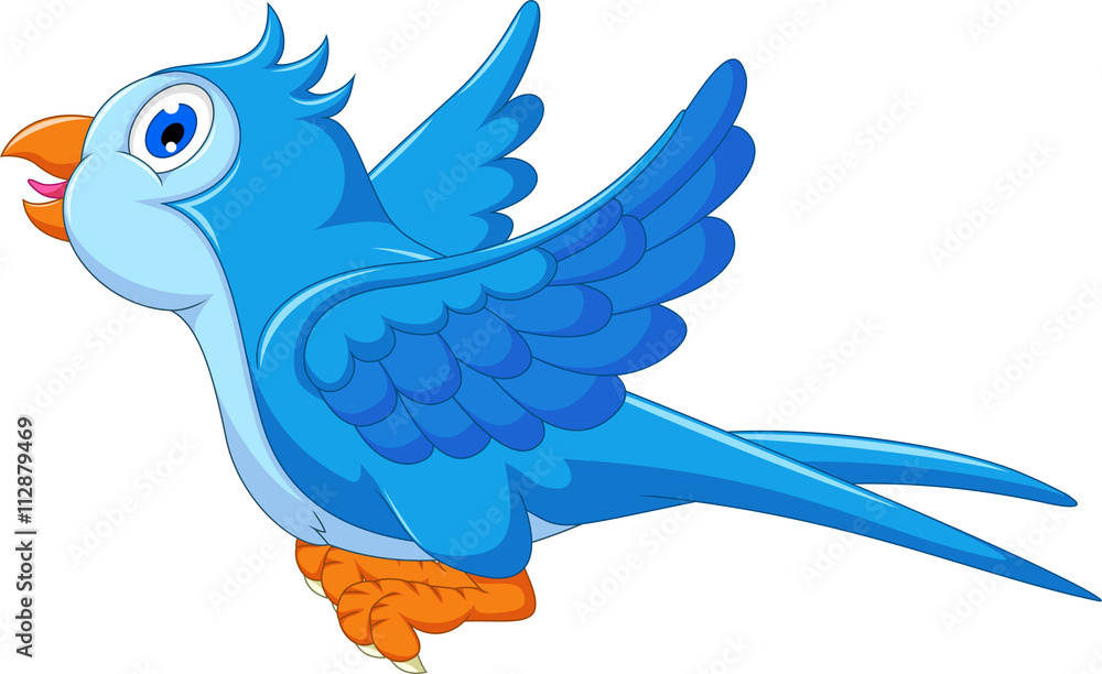 cute blue bird cartoon flying Stock Vector | Adobe Stock